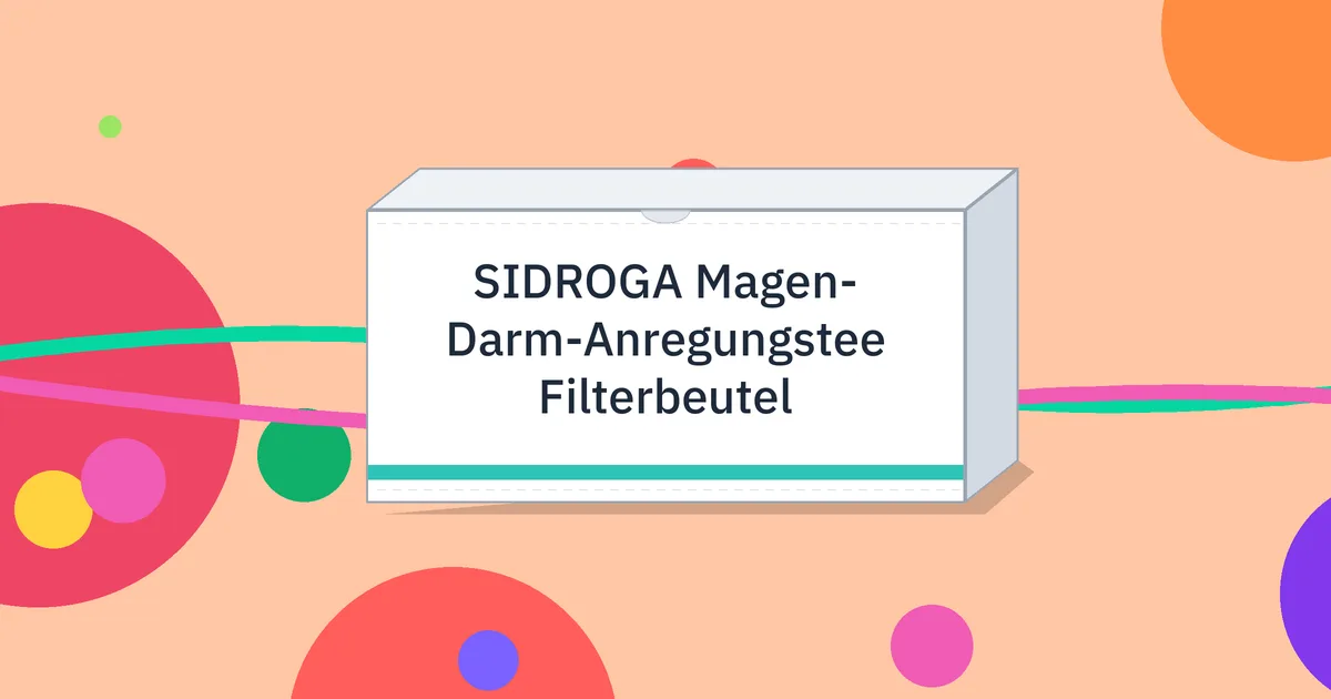 Symbolbild: Packung mit der Aufschrift SIDROGA Magen-Darm-Anregungstee Filterbeutel (PZN 03126233) – Verfügbarkeit und Bezug in Apotheken in Frankfurt am Main