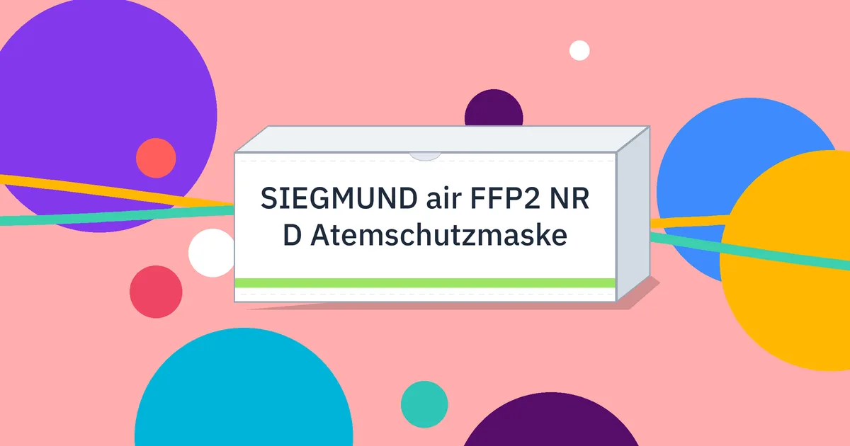 Symbolbild: Packung mit der Aufschrift SIEGMUND air FFP2 NR D Atemschutzmaske (PZN 18204246) – Verfügbarkeit und Bezug in Apotheken in Frankfurt am Main