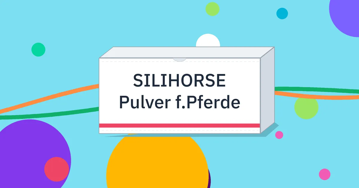 Symbolbild: Packung mit der Aufschrift SILIHORSE Pulver f.Pferde (PZN 13785793) – Verfügbarkeit und Bezug in Apotheken in Frankfurt am Main