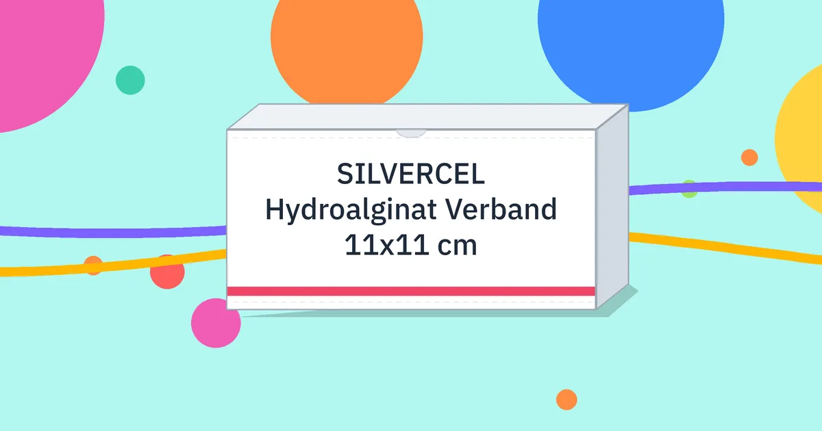 Symbolbild: Packung mit der Aufschrift SILVERCEL Hydroalginat Verband 11x11 cm (PZN 01902070) – Verfügbarkeit und Bezug in Apotheken in Frankfurt am Main