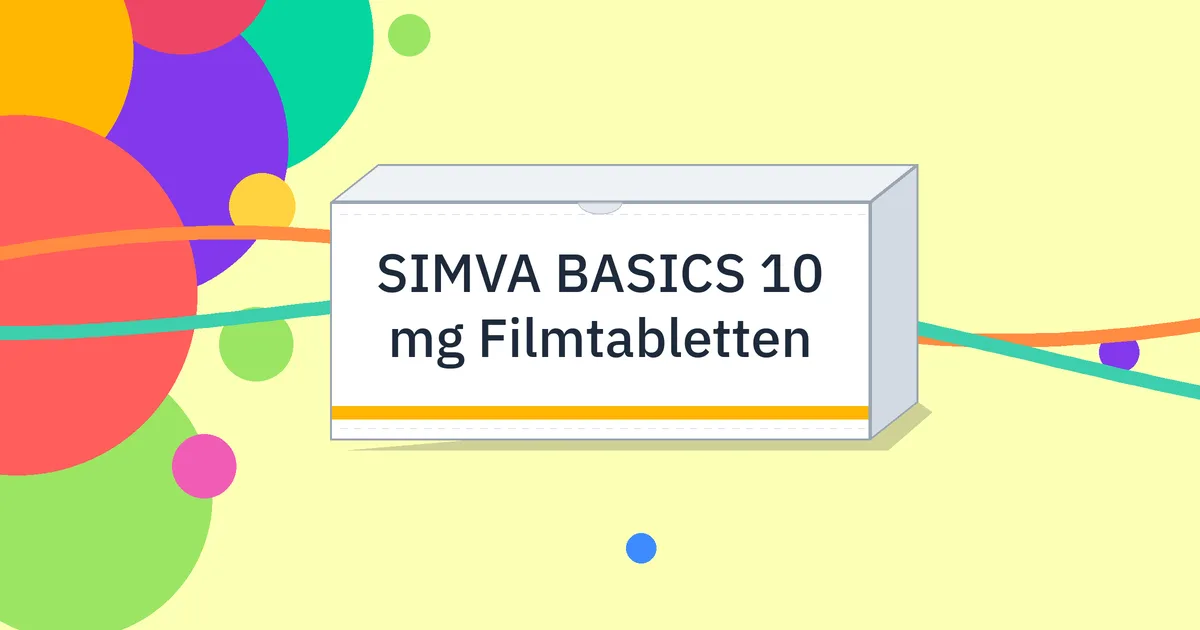 Symbolbild: Packung mit der Aufschrift SIMVA BASICS 10 mg Filmtabletten (PZN 00232199) – Verfügbarkeit und Bezug in Apotheken in Frankfurt am Main