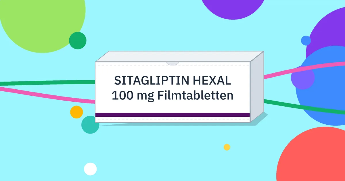 Symbolbild: Packung mit der Aufschrift SITAGLIPTIN HEXAL 100 mg Filmtabletten (PZN 17575147) – Verfügbarkeit und Bezug in Apotheken in Frankfurt am Main