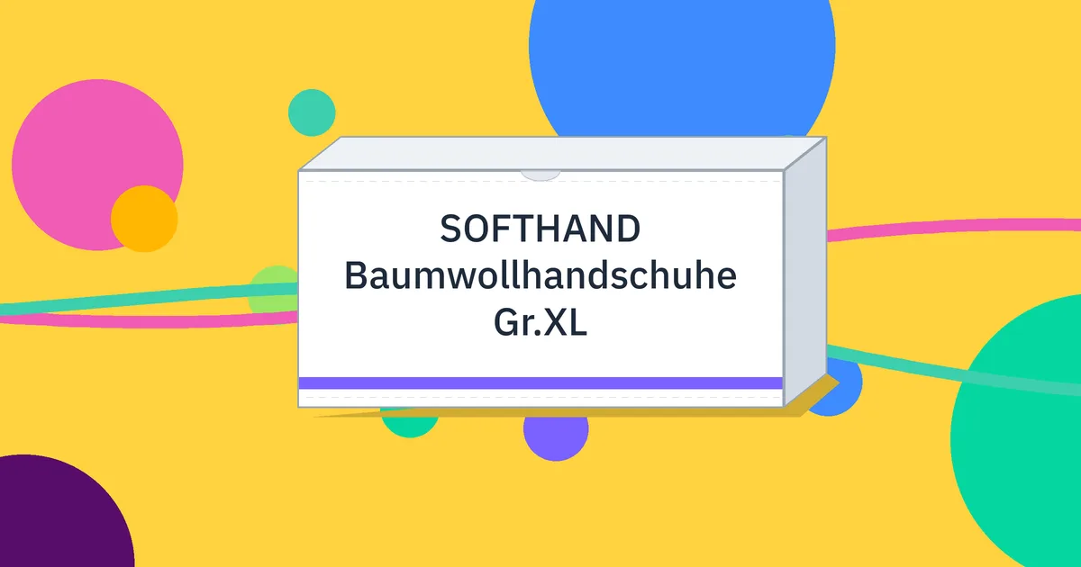 Symbolbild: Packung mit der Aufschrift SOFTHAND Baumwollhandschuhe Gr.XL (PZN 09618842) – Verfügbarkeit und Bezug in Apotheken in Frankfurt am Main