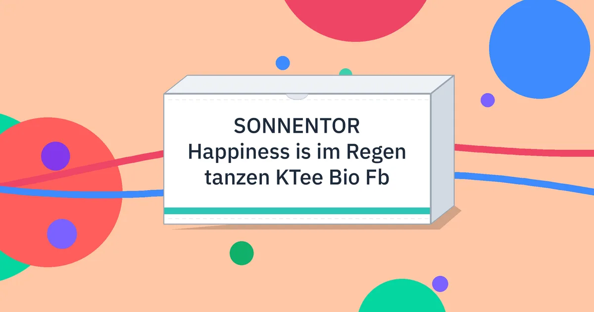 Symbolbild: Packung mit der Aufschrift SONNENTOR Happiness is im Regen tanzen KTee Bio Fb (PZN 18902507) – Verfügbarkeit und Bezug in Apotheken in Frankfurt am Main