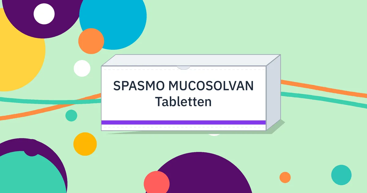 Symbolbild: Packung mit der Aufschrift SPASMO MUCOSOLVAN Tabletten (PZN 02787702) – Verfügbarkeit und Bezug in Apotheken in Frankfurt am Main