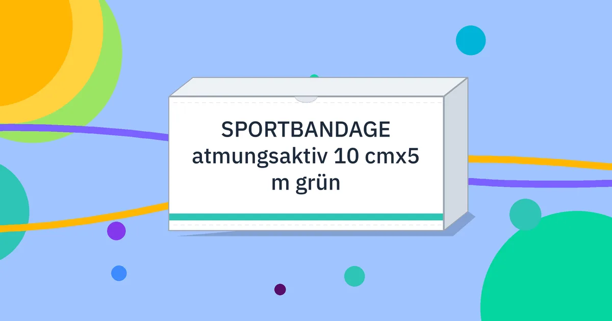 Symbolbild: Packung mit der Aufschrift SPORTBANDAGE atmungsaktiv 10 cmx5 m grün (PZN 10404661) – Verfügbarkeit und Bezug in Apotheken in Frankfurt am Main