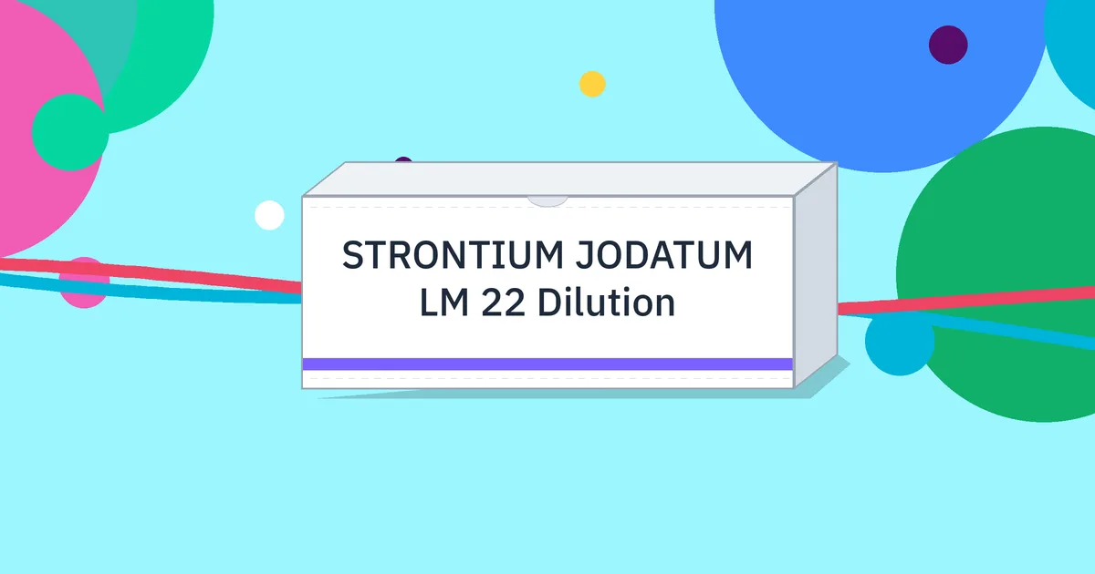 Symbolbild: Packung mit der Aufschrift STRONTIUM JODATUM LM 22 Dilution (PZN 13204081) – Verfügbarkeit und Bezug in Apotheken in Frankfurt am Main