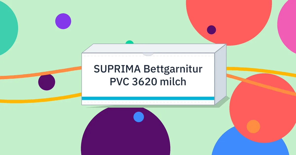 Symbolbild: Packung mit der Aufschrift SUPRIMA Bettgarnitur PVC 3620 milch (PZN 03919376) – Verfügbarkeit und Bezug in Apotheken in Frankfurt am Main
