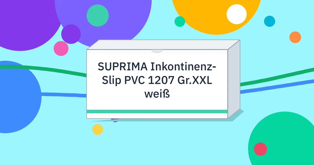 Symbolbild: Packung mit der Aufschrift SUPRIMA Inkontinenz-Slip PVC 1207 Gr.XXL weiß (PZN 05862947) – Verfügbarkeit und Bezug in Apotheken in Frankfurt am Main