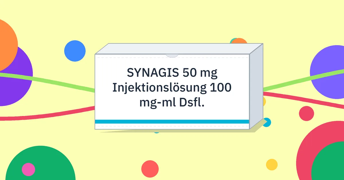 Symbolbild: Packung mit der Aufschrift SYNAGIS 50 mg Injektionslösung 100 mg-ml Dsfl. (PZN 10974967) – Verfügbarkeit und Bezug in Apotheken in Frankfurt am Main