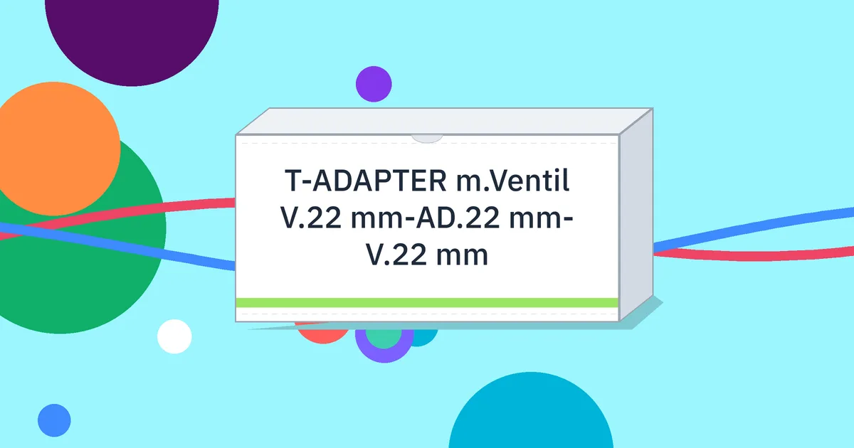 Symbolbild: Packung mit der Aufschrift T-ADAPTER m.Ventil V.22 mm-AD.22 mm-V.22 mm (PZN 17432117) – Verfügbarkeit und Bezug in Apotheken in Frankfurt am Main