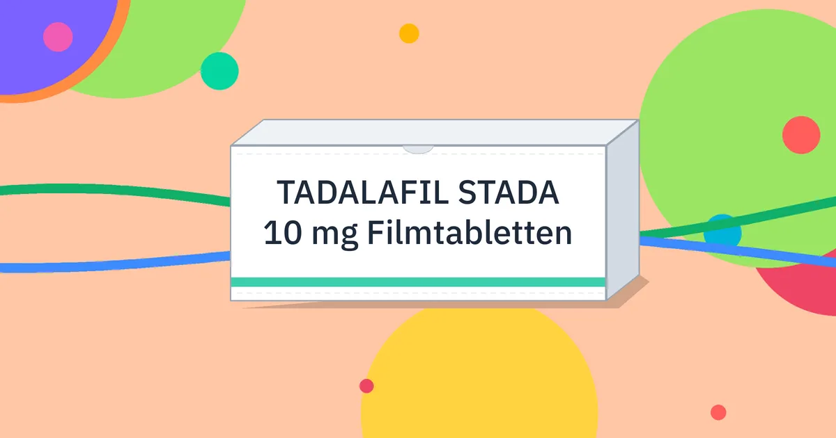 Symbolbild: Packung mit der Aufschrift TADALAFIL STADA 10 mg Filmtabletten (PZN 12588642) – Verfügbarkeit und Bezug in Apotheken in Frankfurt am Main