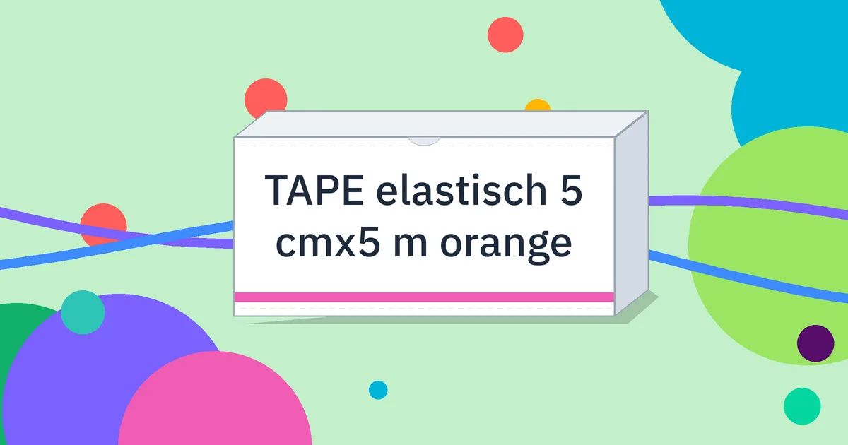 Symbolbild: Packung mit der Aufschrift TAPE elastisch 5 cmx5 m orange (PZN 10830205) – Verfügbarkeit und Bezug in Apotheken in Frankfurt am Main