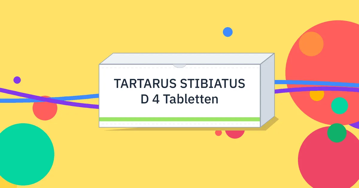 Symbolbild: Packung mit der Aufschrift TARTARUS STIBIATUS D 4 Tabletten (PZN 02815634) – Verfügbarkeit und Bezug in Apotheken in Frankfurt am Main