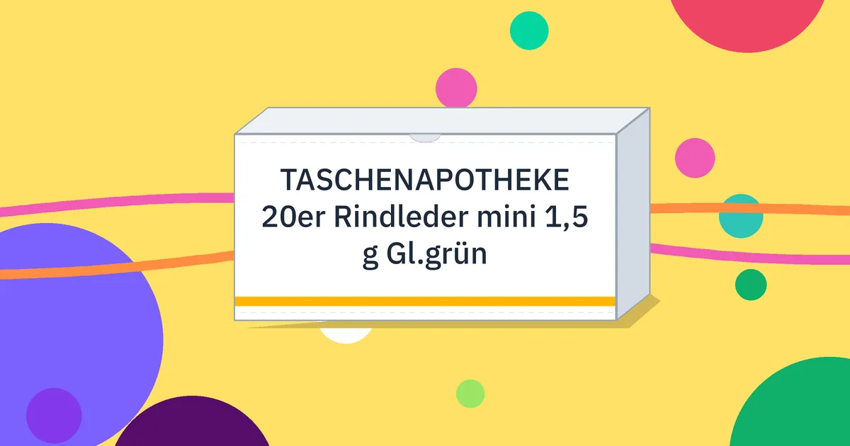 Symbolbild: Packung mit der Aufschrift TASCHENAPOTHEKE 20er Rindleder mini 1,5 g Gl.grün (PZN 00423539) – Verfügbarkeit und Bezug in Apotheken in Frankfurt am Main