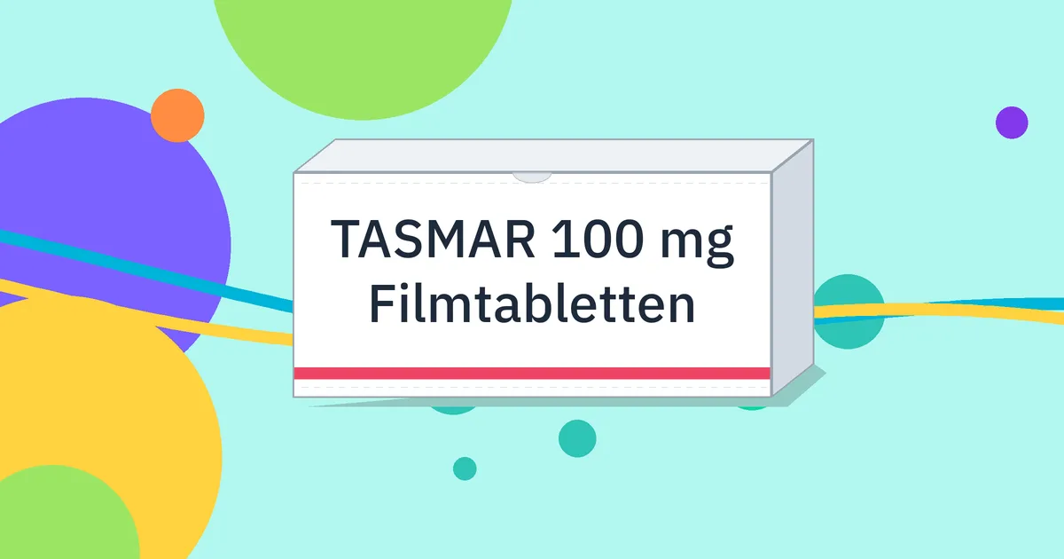 Symbolbild: Packung mit der Aufschrift TASMAR 100 mg Filmtabletten (PZN 04208967) – Verfügbarkeit und Bezug in Apotheken in Frankfurt am Main