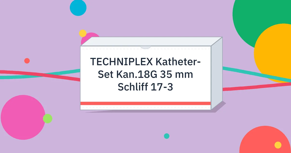 Symbolbild: Packung mit der Aufschrift TECHNIPLEX Katheter-Set Kan.18G 35 mm Schliff 17-3 (PZN 04481663) – Verfügbarkeit und Bezug in Apotheken in Frankfurt am Main