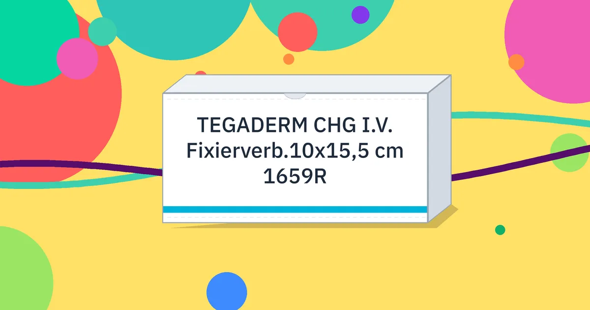 Symbolbild: Packung mit der Aufschrift TEGADERM CHG I.V. Fixierverb.10x15,5 cm 1659R (PZN 19814596) – Verfügbarkeit und Bezug in Apotheken in Frankfurt am Main