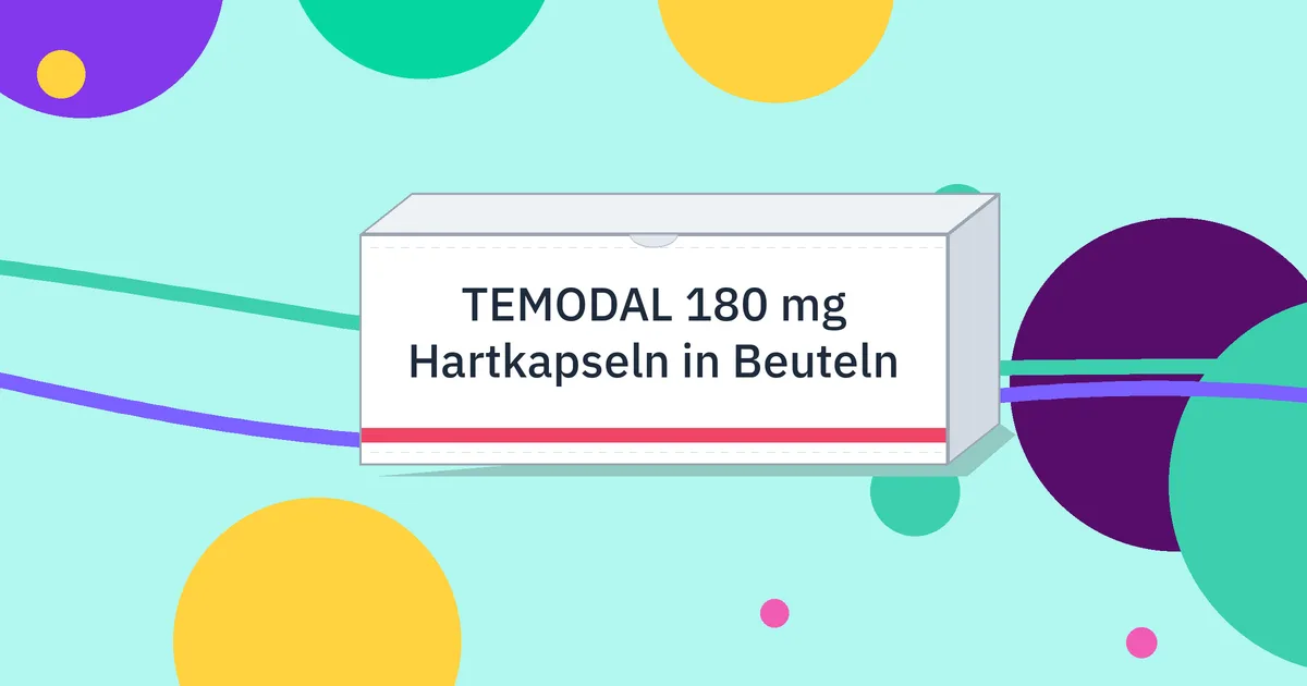 Symbolbild: Packung mit der Aufschrift TEMODAL 180 mg Hartkapseln in Beuteln (PZN 05549073) – Verfügbarkeit und Bezug in Apotheken in Frankfurt am Main