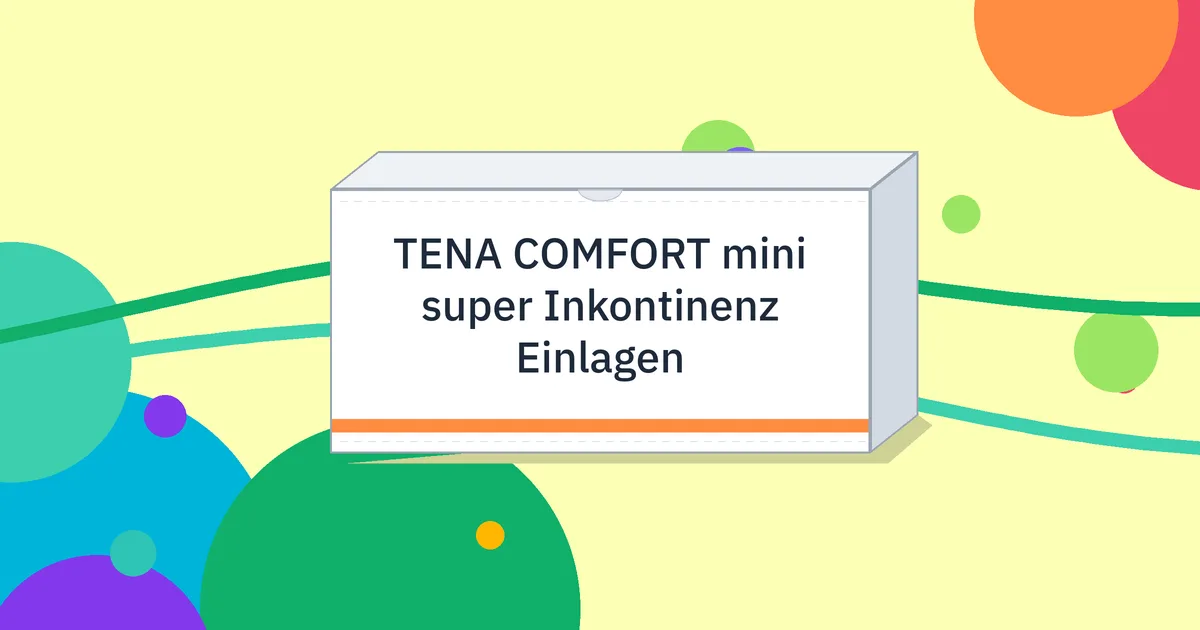 Symbolbild: Packung mit der Aufschrift TENA COMFORT mini super Inkontinenz Einlagen (PZN 02337637) – Verfügbarkeit und Bezug in Apotheken in Frankfurt am Main