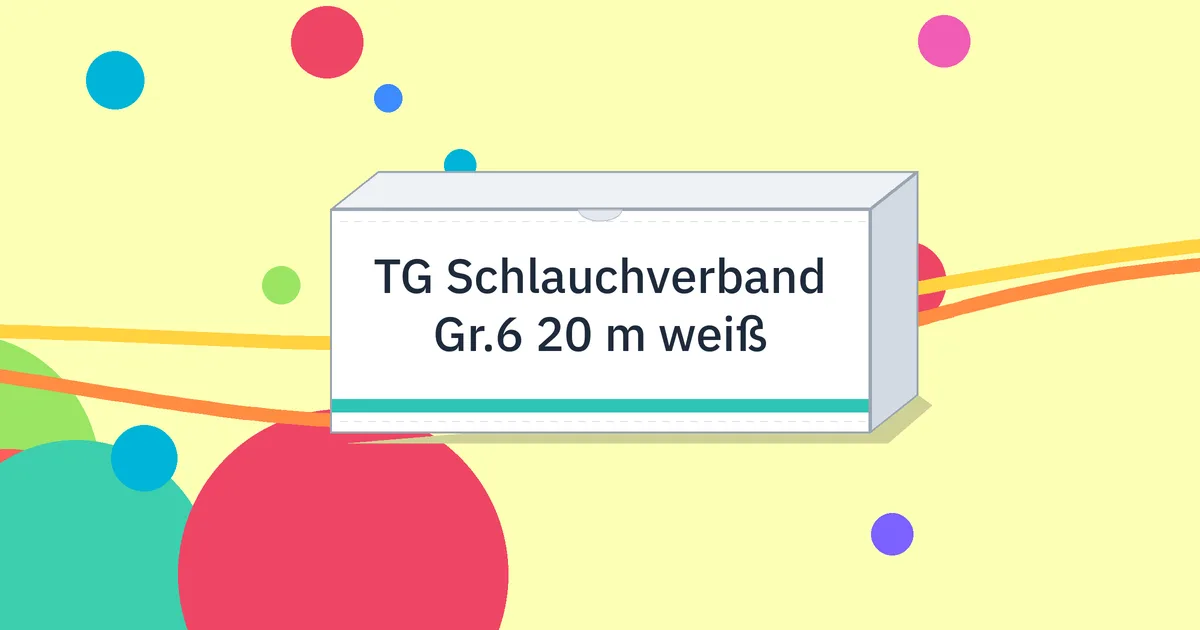 Symbolbild: Packung mit der Aufschrift TG Schlauchverband Gr.6 20 m weiß (PZN 17917760) – Verfügbarkeit und Bezug in Apotheken in Frankfurt am Main