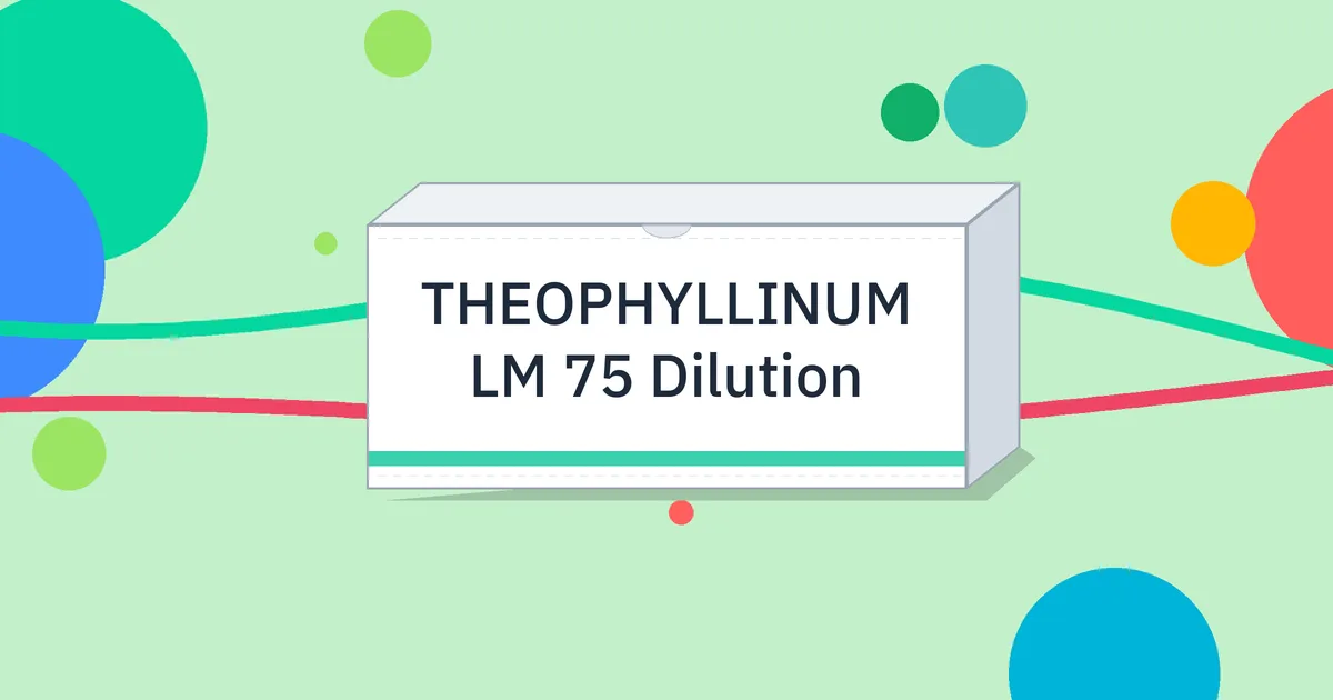 Symbolbild: Packung mit der Aufschrift THEOPHYLLINUM LM 75 Dilution (PZN 13220499) – Verfügbarkeit und Bezug in Apotheken in Frankfurt am Main