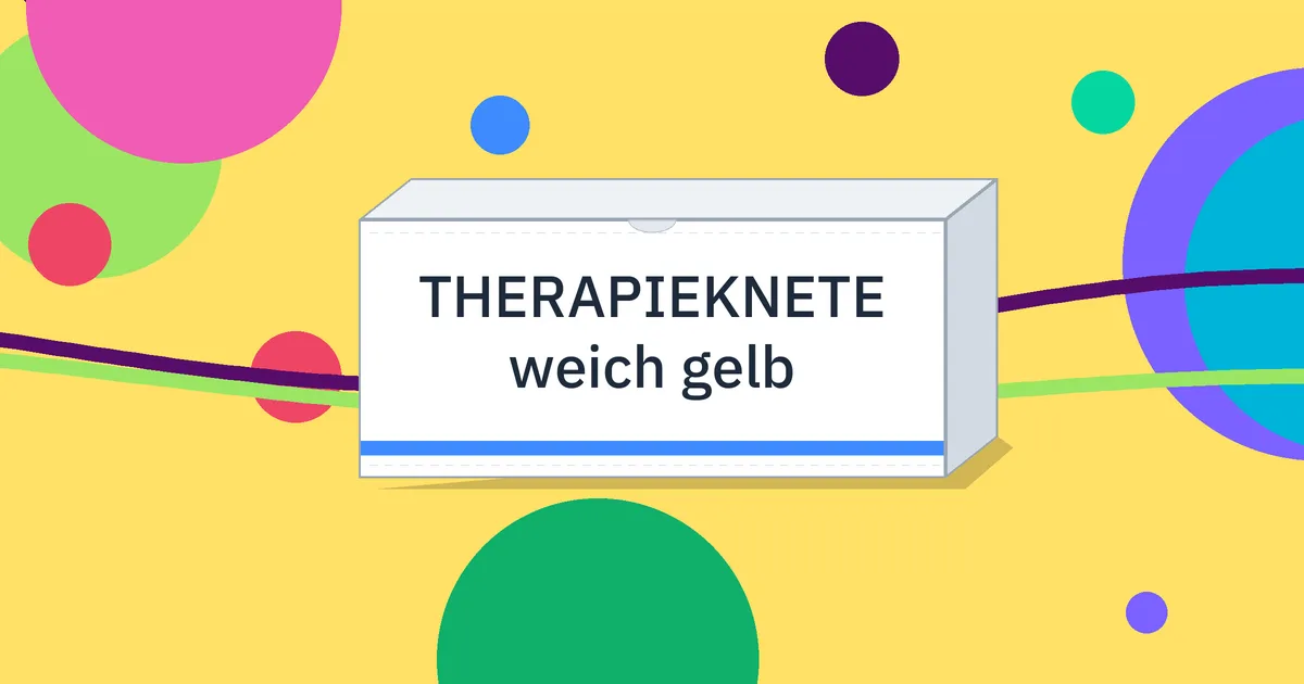Symbolbild: Packung mit der Aufschrift THERAPIEKNETE weich gelb (PZN 15658805) – Verfügbarkeit und Bezug in Apotheken in Frankfurt am Main