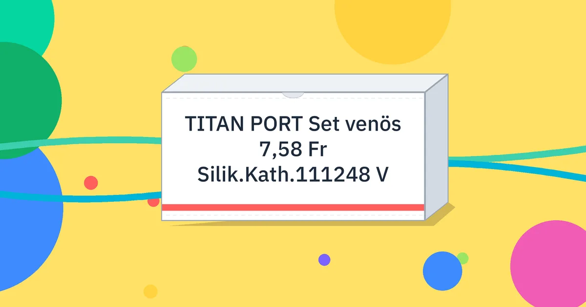Symbolbild: Packung mit der Aufschrift TITAN PORT Set venös 7,58 Fr Silik.Kath.111248 V (PZN 00200762) – Verfügbarkeit und Bezug in Apotheken in Frankfurt am Main