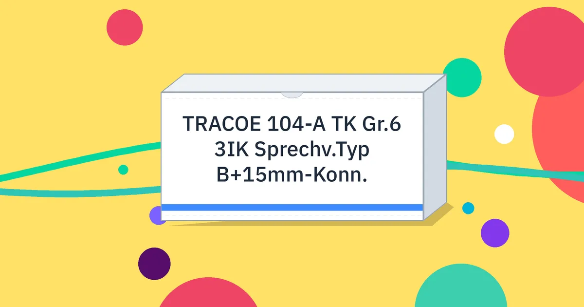 Symbolbild: Packung mit der Aufschrift TRACOE 104-A TK Gr.6 3IK Sprechv.Typ B+15mm-Konn. (PZN 00911865) – Verfügbarkeit und Bezug in Apotheken in Frankfurt am Main