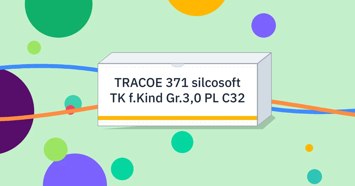 Symbolbild: Packung mit der Aufschrift TRACOE 371 silcosoft TK f.Kind Gr.3,0 PL C32 (PZN 14315049) – Verfügbarkeit und Bezug in Apotheken in Frankfurt am Main