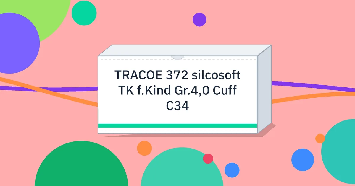 Symbolbild: Packung mit der Aufschrift TRACOE 372 silcosoft TK f.Kind Gr.4,0 Cuff C34 (PZN 14316244) – Verfügbarkeit und Bezug in Apotheken in Frankfurt am Main