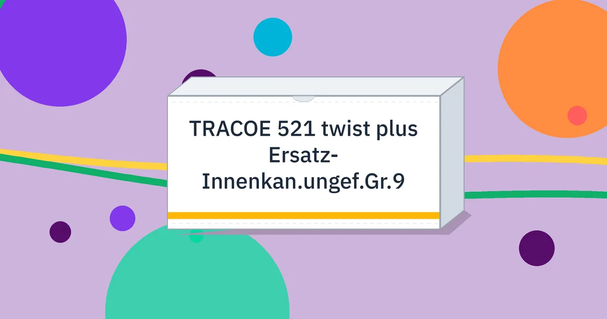 Symbolbild: Packung mit der Aufschrift TRACOE 521 twist plus Ersatz-Innenkan.ungef.Gr.9 (PZN 05881146) – Verfügbarkeit und Bezug in Apotheken in Frankfurt am Main