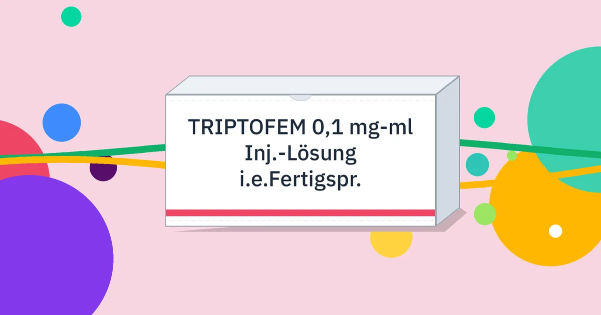 Symbolbild: Packung mit der Aufschrift TRIPTOFEM 0,1 mg-ml Inj.-Lösung i.e.Fertigspr. (PZN 11034545) – Verfügbarkeit und Bezug in Apotheken in Frankfurt am Main