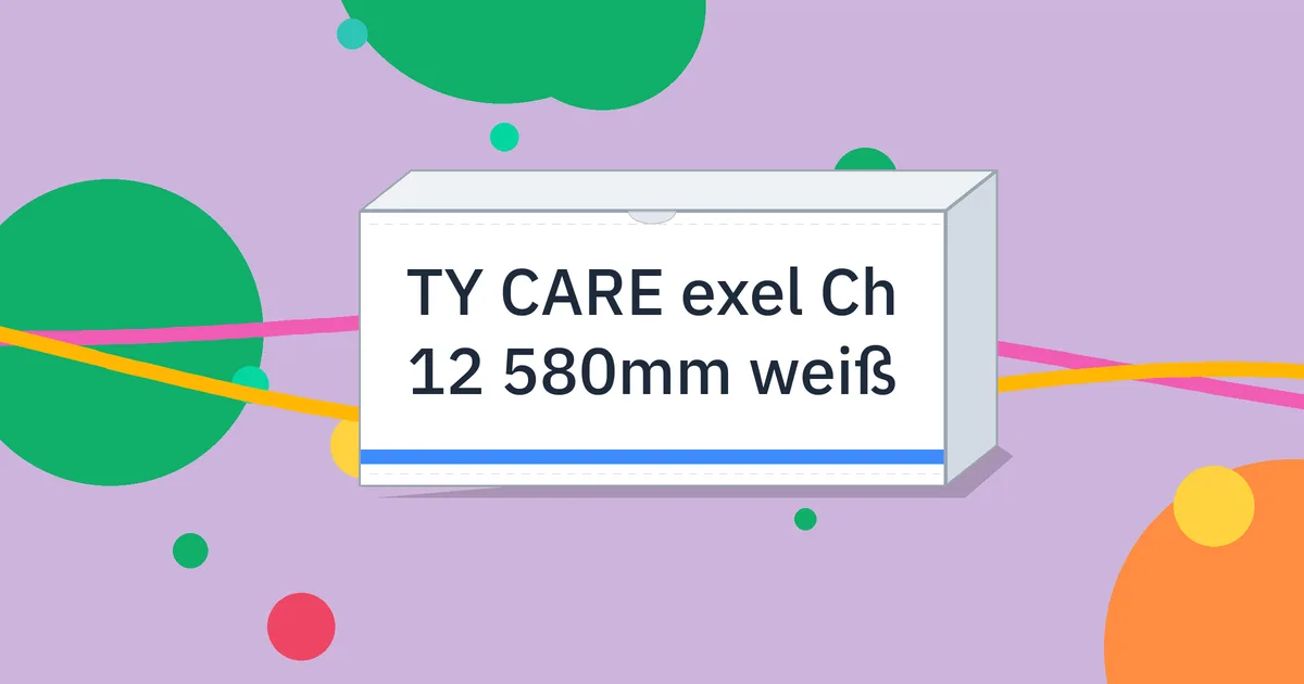Symbolbild: Packung mit der Aufschrift TY CARE exel Ch 12 580mm weiß (PZN 00812258) – Verfügbarkeit und Bezug in Apotheken in Frankfurt am Main