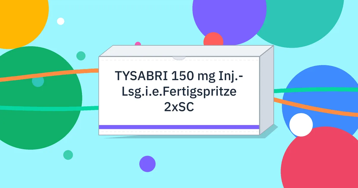 Symbolbild: Packung mit der Aufschrift TYSABRI 150 mg Inj.-Lsg.i.e.Fertigspritze 2xSC (PZN 17875412) – Verfügbarkeit und Bezug in Apotheken in Frankfurt am Main