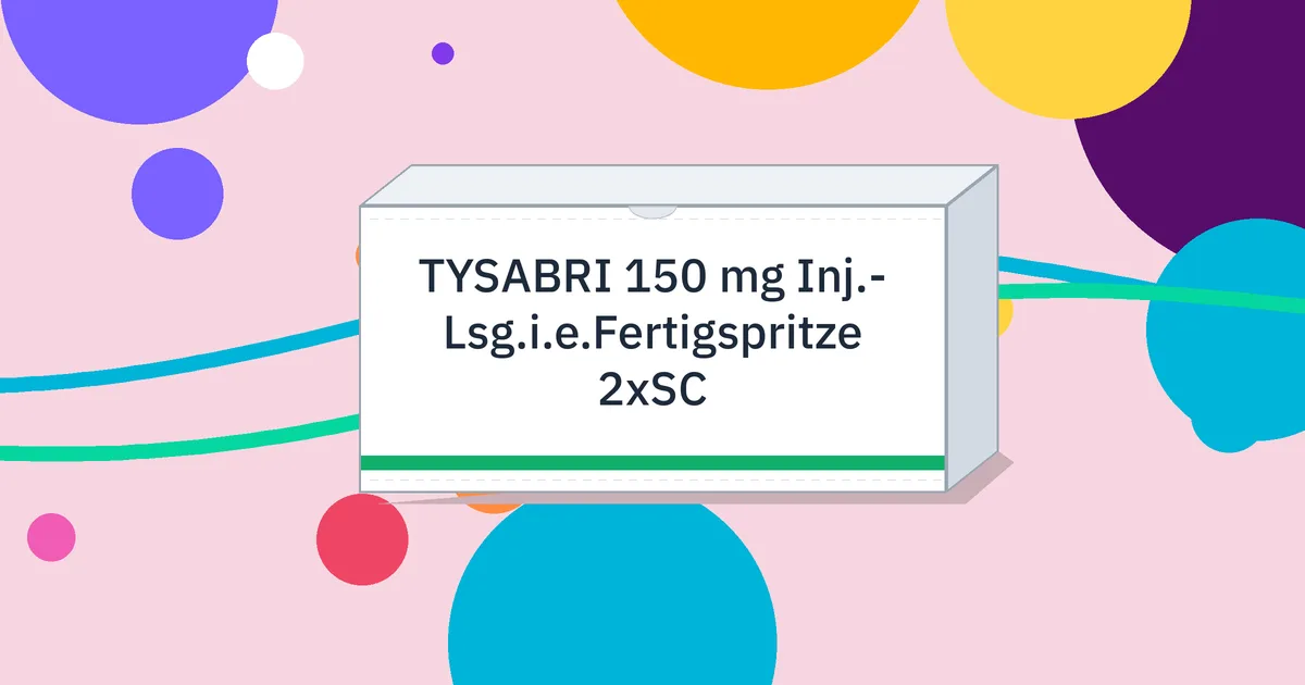 Symbolbild: Packung mit der Aufschrift TYSABRI 150 mg Inj.-Lsg.i.e.Fertigspritze 2xSC (PZN 18839476) – Verfügbarkeit und Bezug in Apotheken in Frankfurt am Main