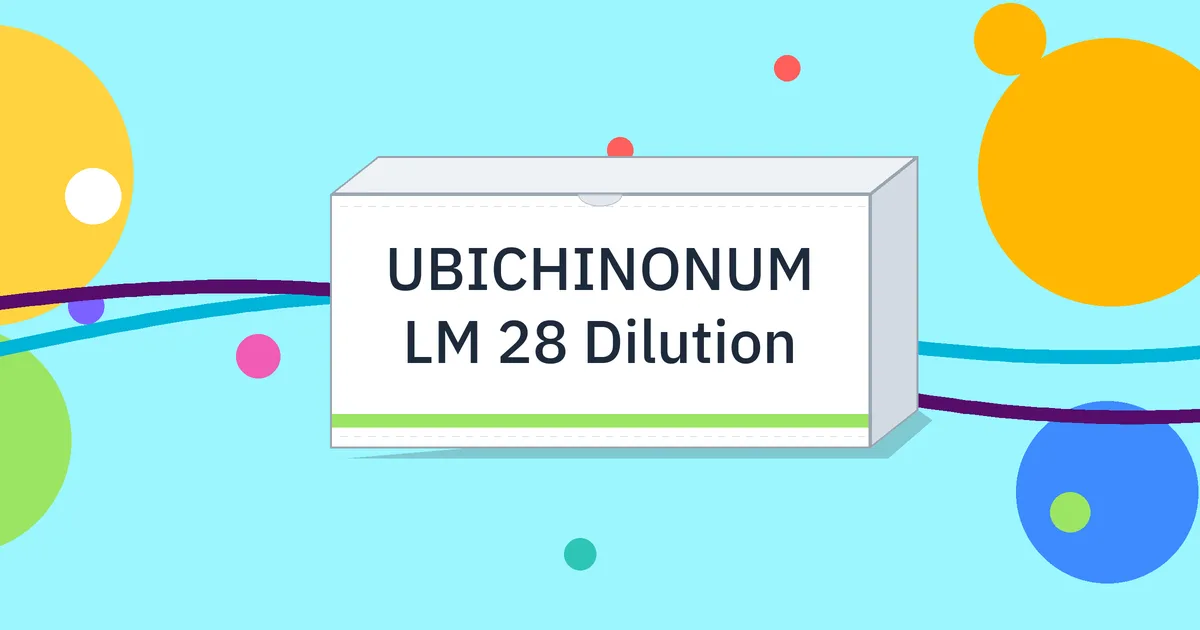 Symbolbild: Packung mit der Aufschrift UBICHINONUM LM 28 Dilution (PZN 13255003) – Verfügbarkeit und Bezug in Apotheken in Frankfurt am Main