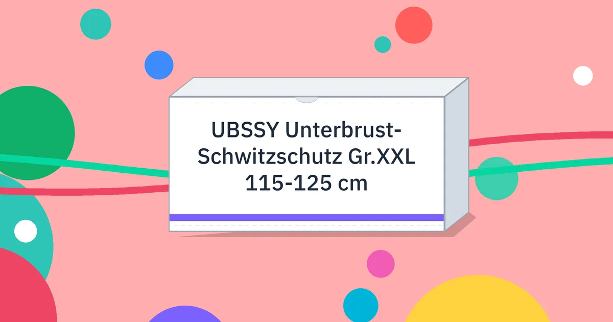 Symbolbild: Packung mit der Aufschrift UBSSY Unterbrust-Schwitzschutz Gr.XXL 115-125 cm (PZN 17964268) – Verfügbarkeit und Bezug in Apotheken in Frankfurt am Main