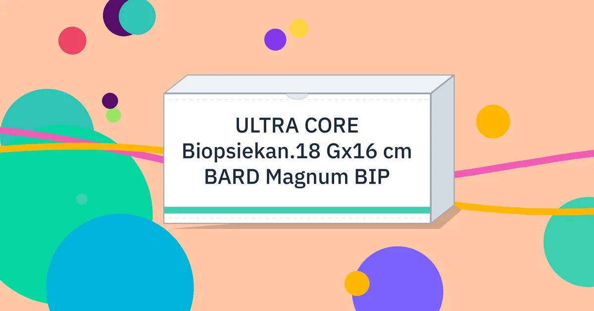 Symbolbild: Packung mit der Aufschrift ULTRA CORE Biopsiekan.18 Gx16 cm BARD Magnum BIP (PZN 04507285) – Verfügbarkeit und Bezug in Apotheken in Frankfurt am Main