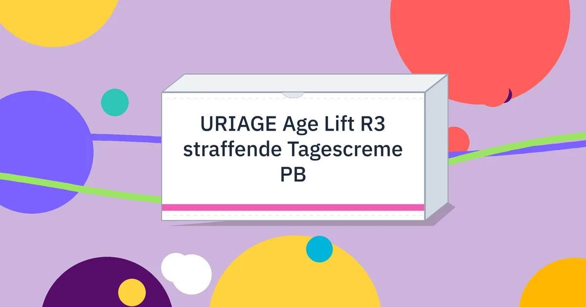 Symbolbild: Packung mit der Aufschrift URIAGE Age Lift R3 straffende Tagescreme PB (PZN 20949172) – Verfügbarkeit und Bezug in Apotheken in Frankfurt am Main
