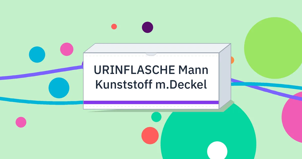 Symbolbild: Packung mit der Aufschrift URINFLASCHE Mann Kunststoff m.Deckel (PZN 02692752) – Verfügbarkeit und Bezug in Apotheken in Frankfurt am Main