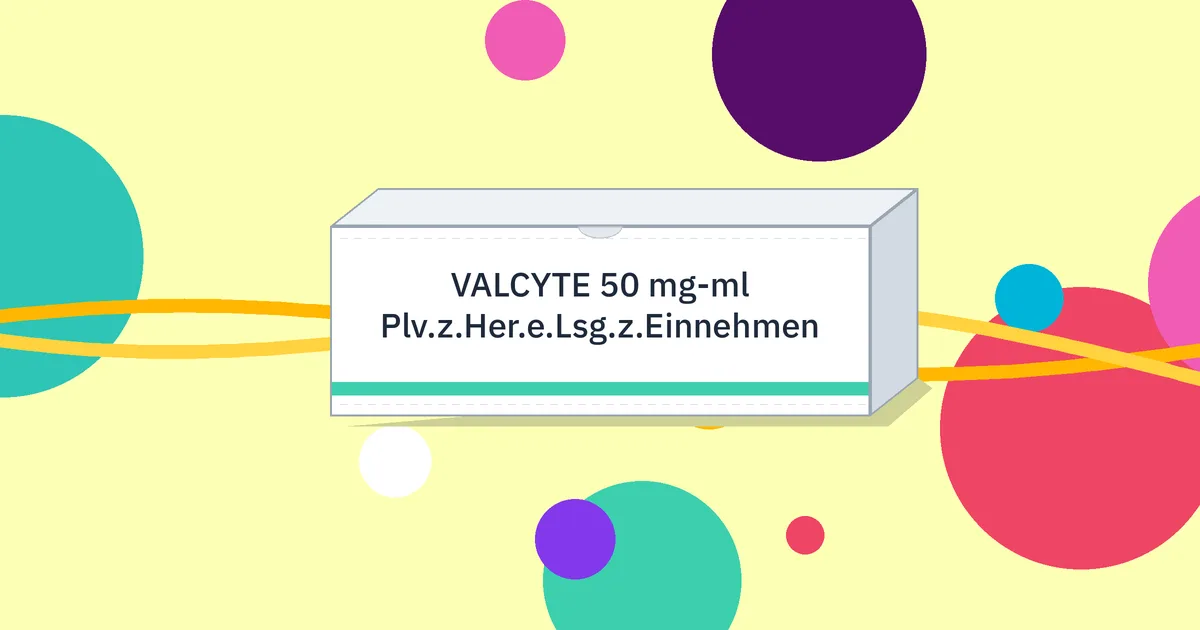 Symbolbild: Packung mit der Aufschrift VALCYTE 50 mg-ml Plv.z.Her.e.Lsg.z.Einnehmen (PZN 17448354) – Verfügbarkeit und Bezug in Apotheken in Frankfurt am Main