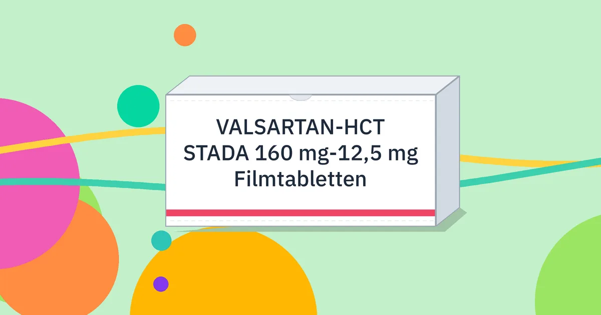 Symbolbild: Packung mit der Aufschrift VALSARTAN-HCT STADA 160 mg-12,5 mg Filmtabletten (PZN 07778435) – Verfügbarkeit und Bezug in Apotheken in Frankfurt am Main