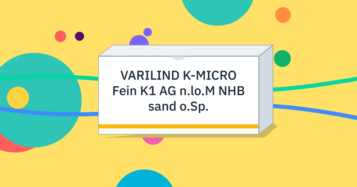 Symbolbild: Packung mit der Aufschrift VARILIND K-MICRO Fein K1 AG n.lo.M NHB sand o.Sp. (PZN 20554611) – Verfügbarkeit und Bezug in Apotheken in Frankfurt am Main