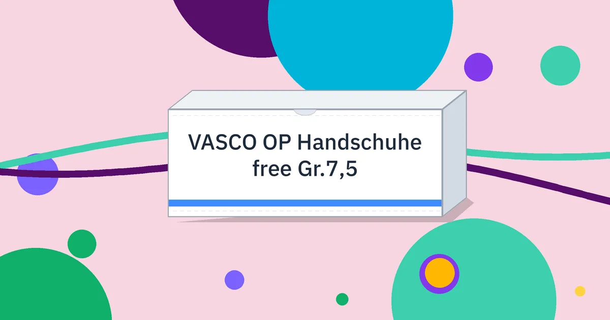 Symbolbild: Packung mit der Aufschrift VASCO OP Handschuhe free Gr.7,5 (PZN 03736196) – Verfügbarkeit und Bezug in Apotheken in Frankfurt am Main