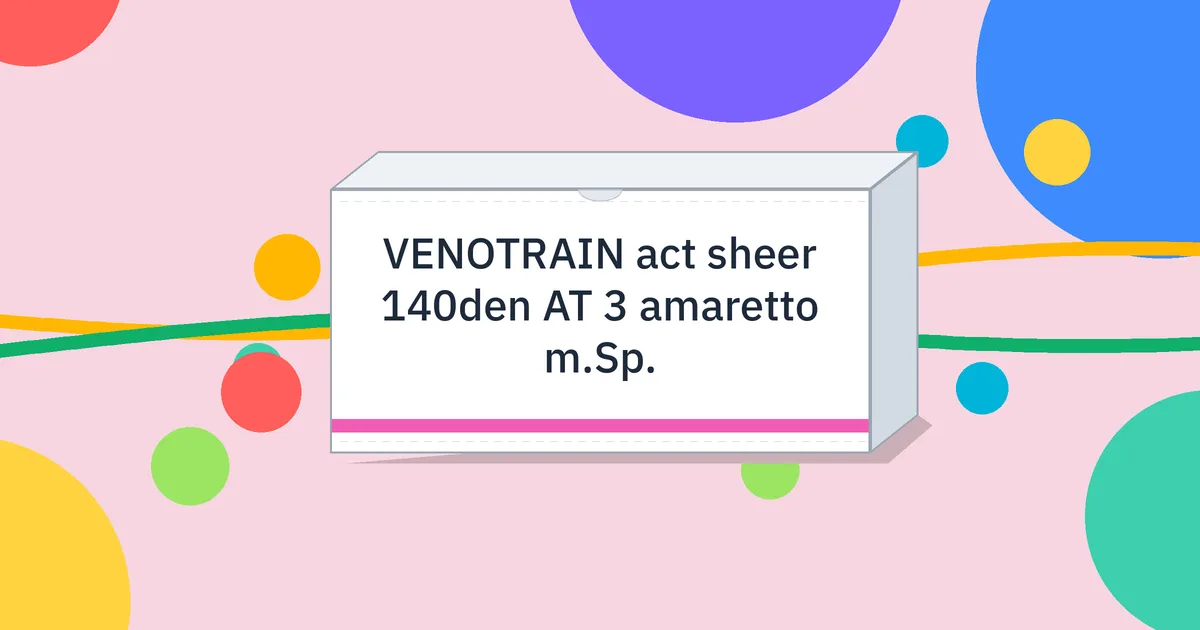 Symbolbild: Packung mit der Aufschrift VENOTRAIN act sheer 140den AT 3 amaretto m.Sp. (PZN 16207111) – Verfügbarkeit und Bezug in Apotheken in Frankfurt am Main
