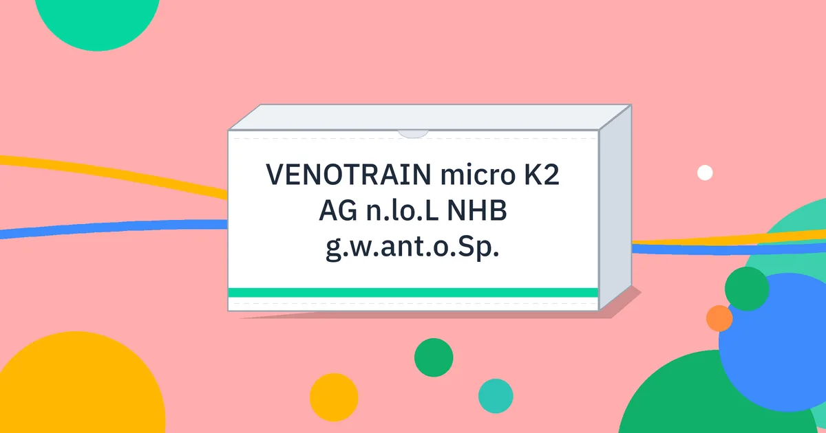 Symbolbild: Packung mit der Aufschrift VENOTRAIN micro K2 AG n.lo.L NHB g.w.ant.o.Sp. (PZN 11065037) – Verfügbarkeit und Bezug in Apotheken in Frankfurt am Main