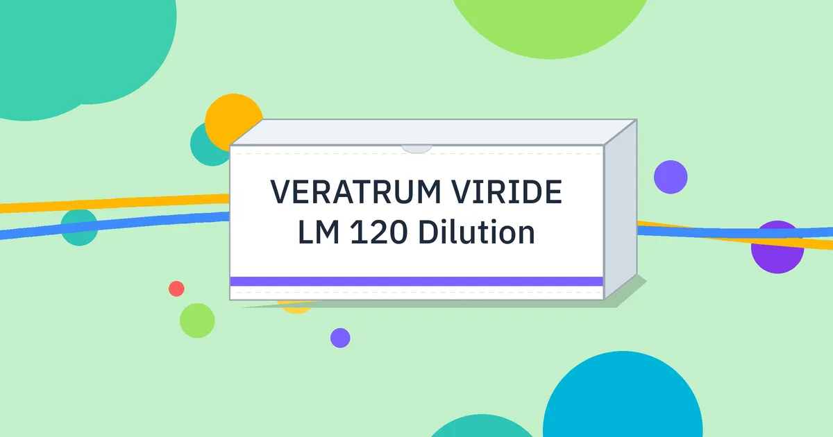 Symbolbild: Packung mit der Aufschrift VERATRUM VIRIDE LM 120 Dilution (PZN 13265869) – Verfügbarkeit und Bezug in Apotheken in Frankfurt am Main