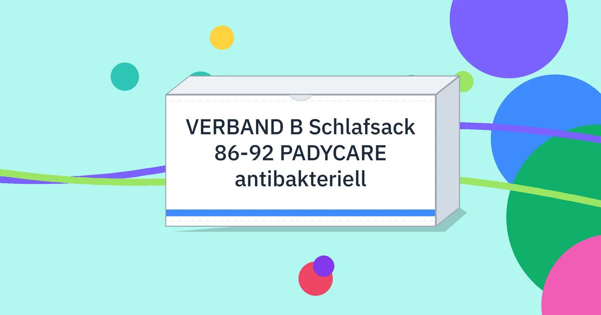 Symbolbild: Packung mit der Aufschrift VERBAND B Schlafsack 86-92 PADYCARE antibakteriell (PZN 10940299) – Verfügbarkeit und Bezug in Apotheken in Frankfurt am Main