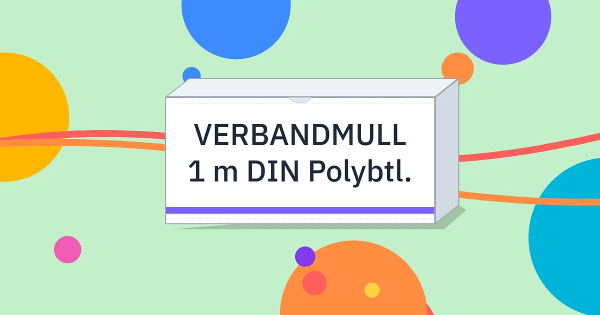Symbolbild: Packung mit der Aufschrift VERBANDMULL 1 m DIN Polybtl. (PZN 01721606) – Verfügbarkeit und Bezug in Apotheken in Frankfurt am Main